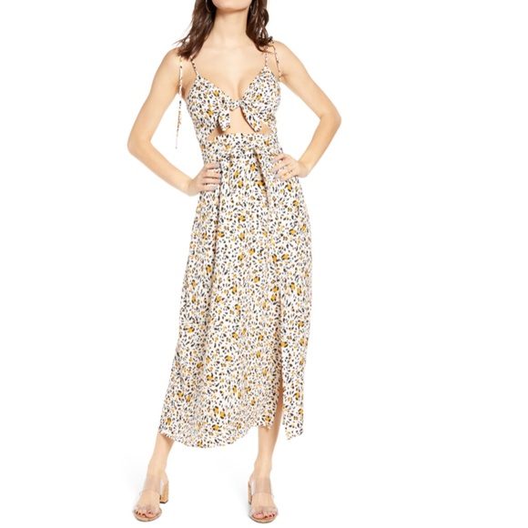 Wayf | Dresses | Revolve Wayf Phoebe Animal Print Tie Front Cutout ...
